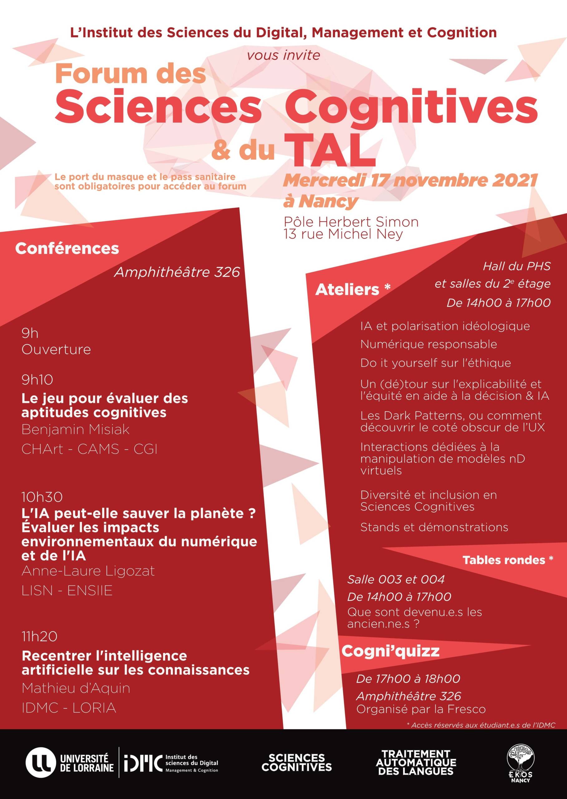IDMC - Forum des Sciences Cognitives 2021 à Nancy